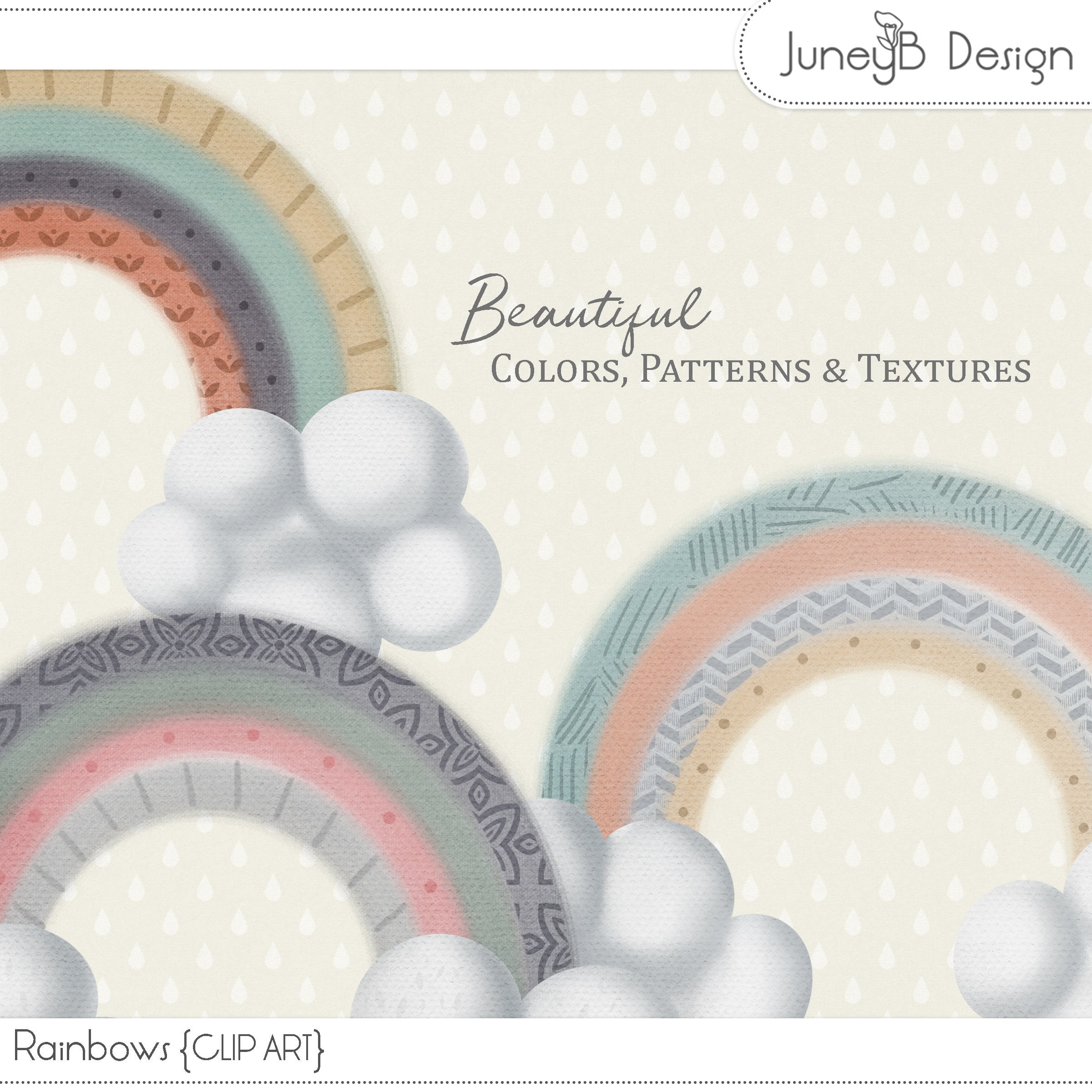 Rainbow Clipart Boho Rainbow Clipart Muted Pastel Rainbow - Etsy