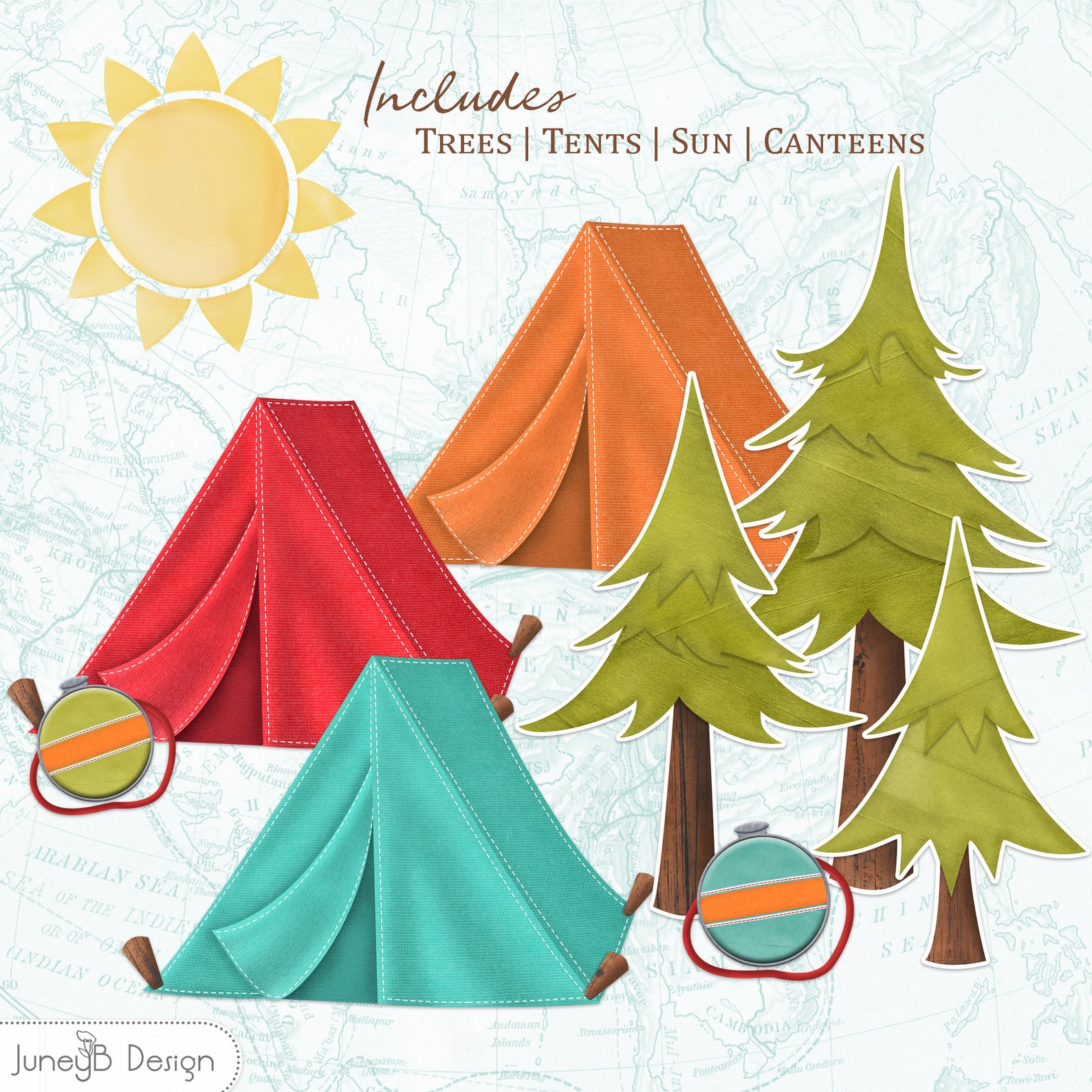 Happy Camper Clipart Camping PNG Forest Clipart Camera - Etsy