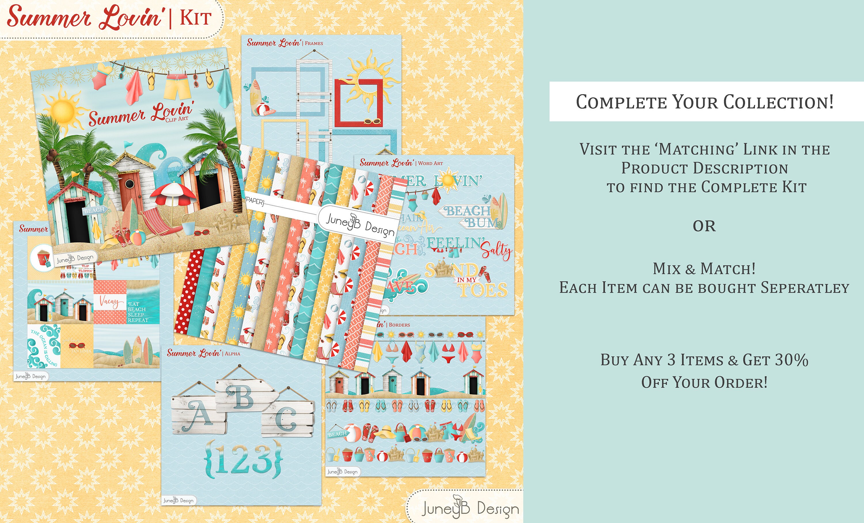 Beach Word Art Summer Word Art Digital Word Stickers - Etsy