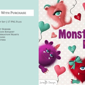 Valentine Monsters Clipart, Love Monster Graphics With Conversation ...