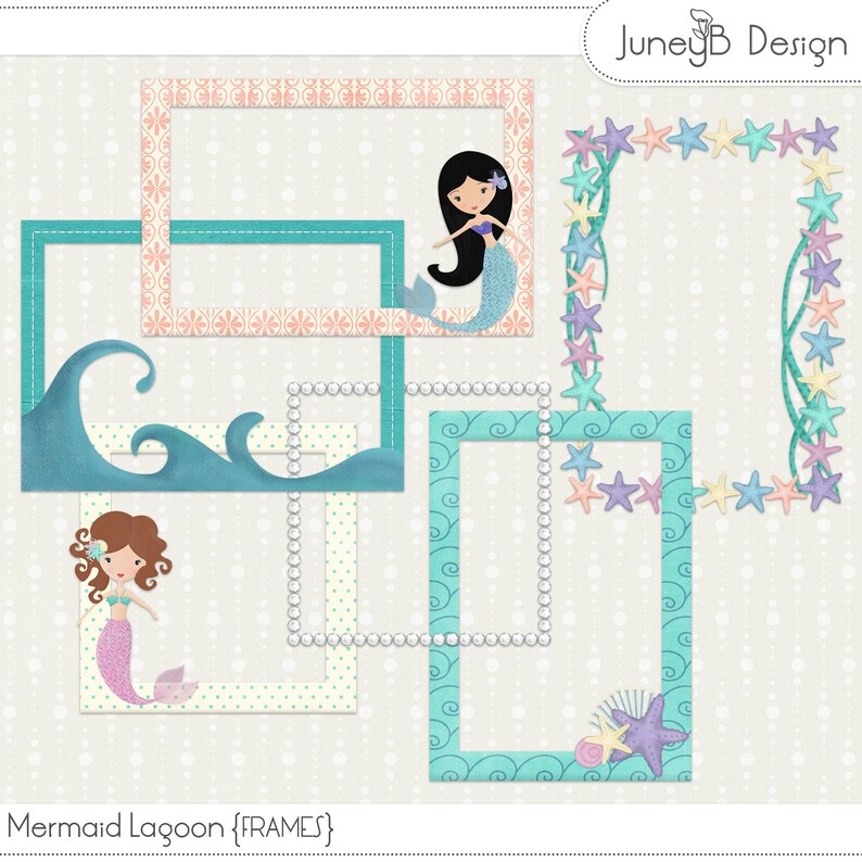 Mermaid Frames Mermaid Lagoon Digital Frames Mermaid Clip | Etsy