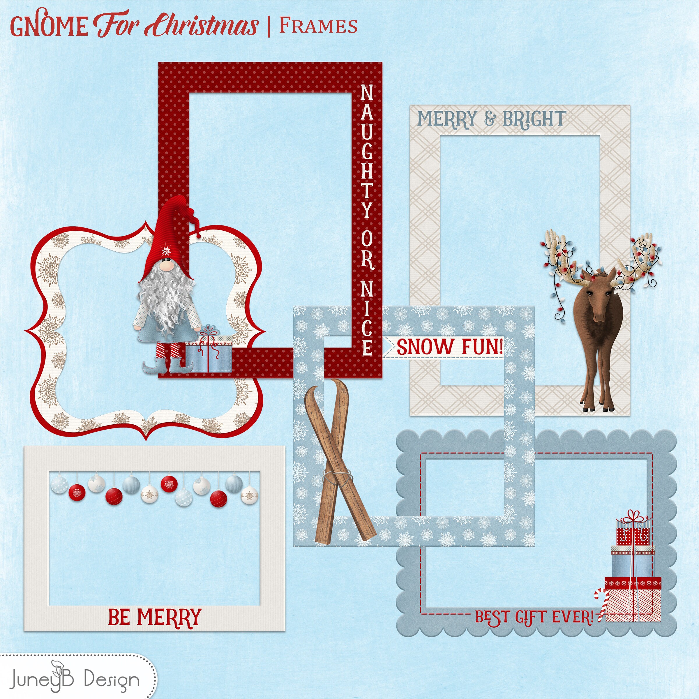 Gnome for Christmas Digital Frames Christmas Scrapbook Frame - Etsy