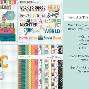 School Days Digital Paper With Chalkboard Background and School ...