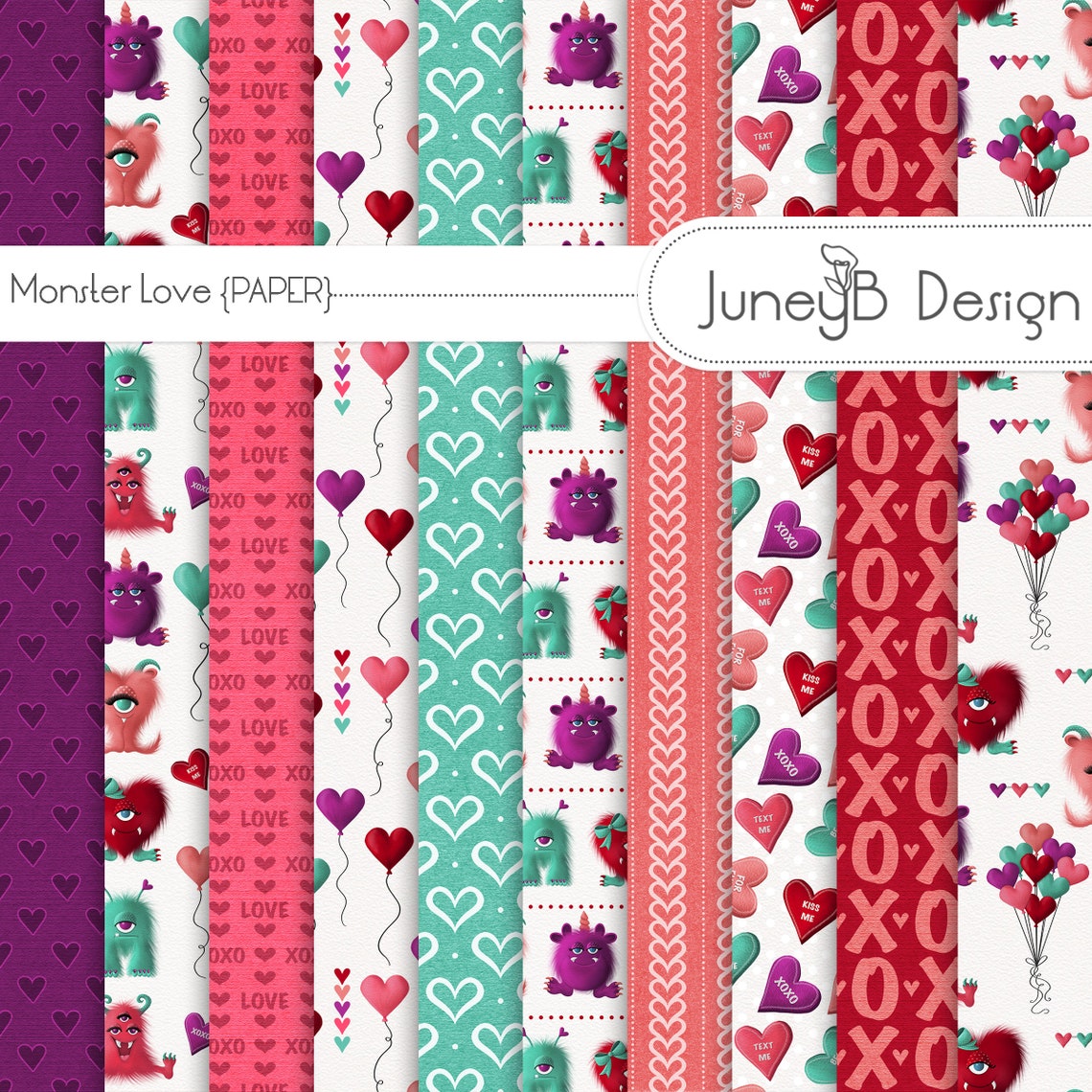 Valentine Monsters Clipart Love Monster Graphics With | Etsy