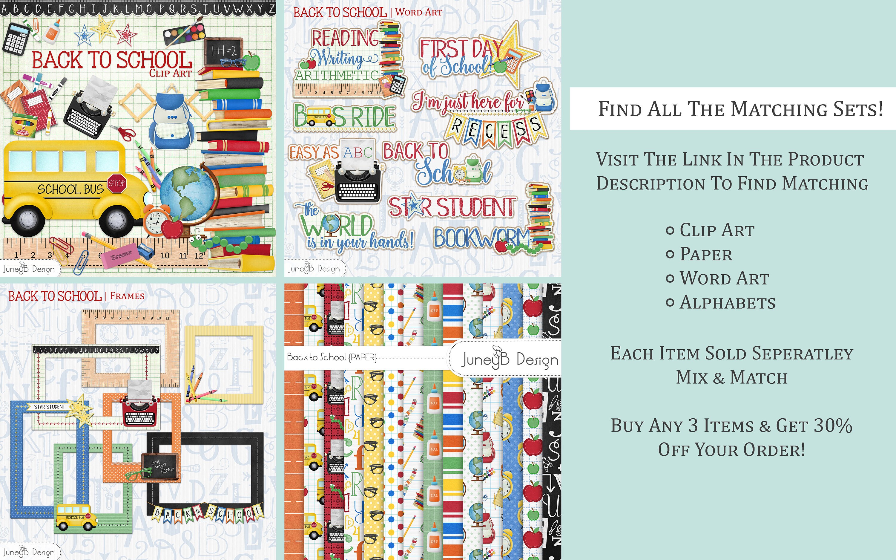 Back to School Digital Paper School Supplies Pattern Teacher - Etsy