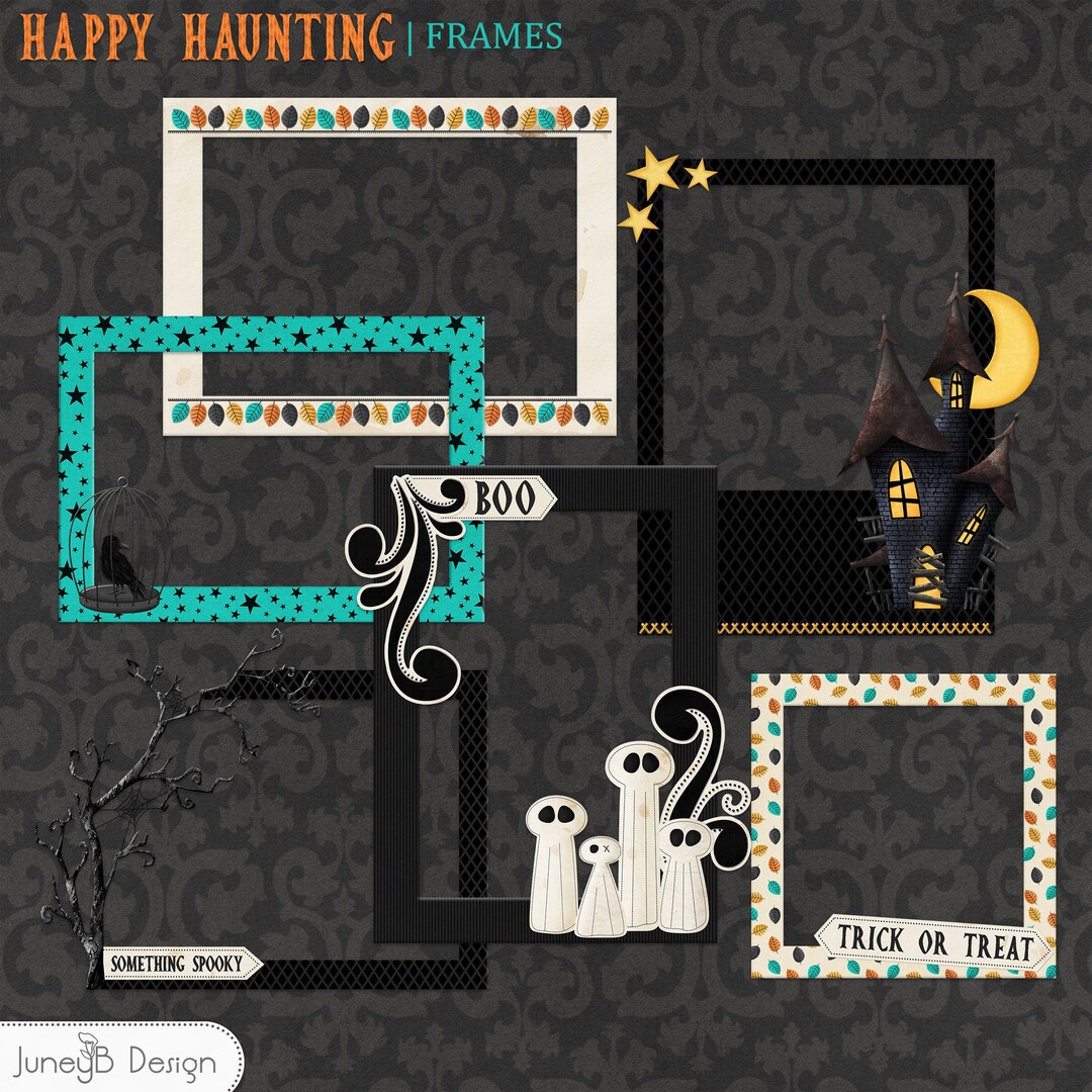 Happy Haunting Digital Scrapbook Frames, Halloween Digital Frames ...