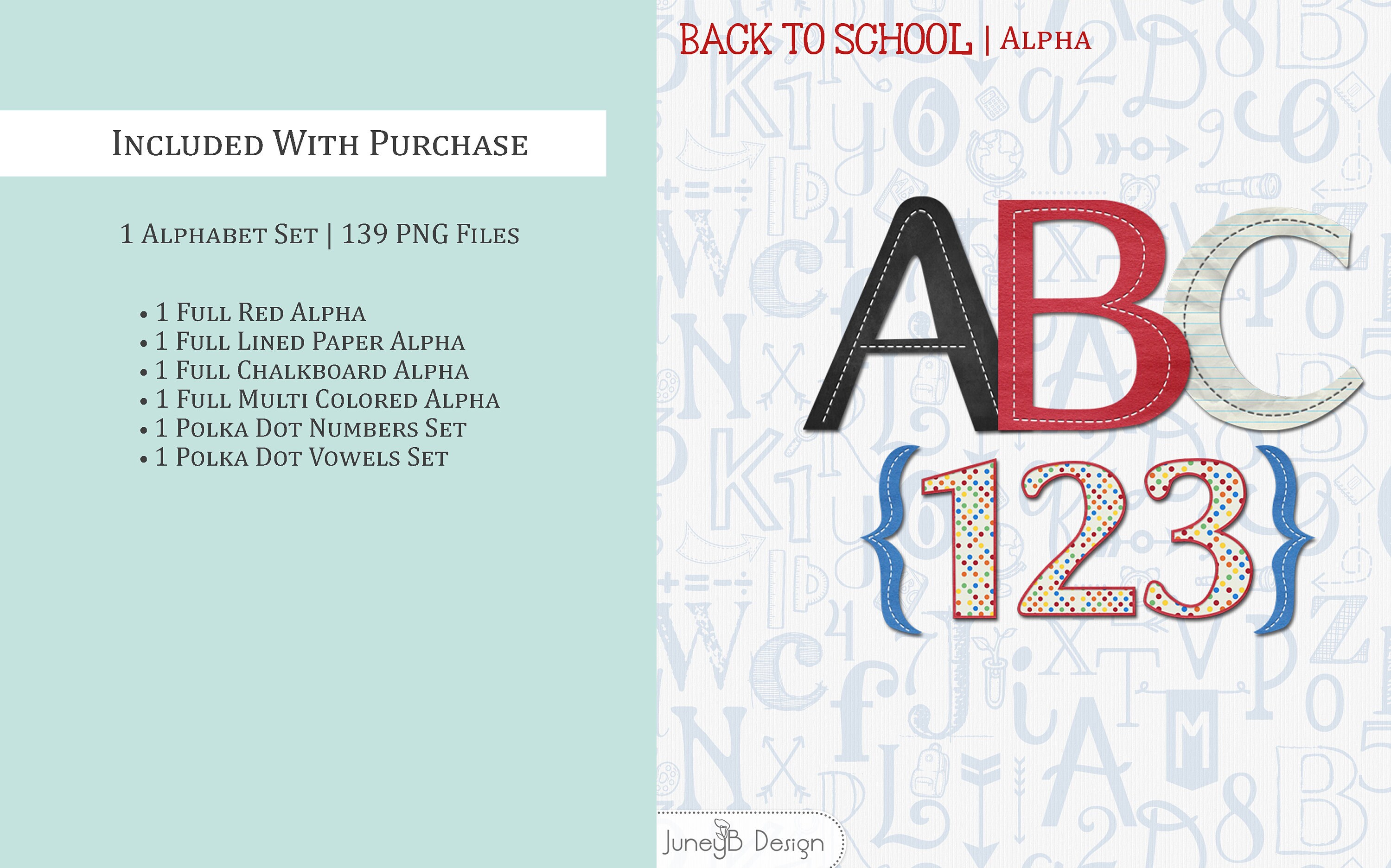 Stitched Alphabet and Numbers, Back to School Digital Numbers & Letters ...