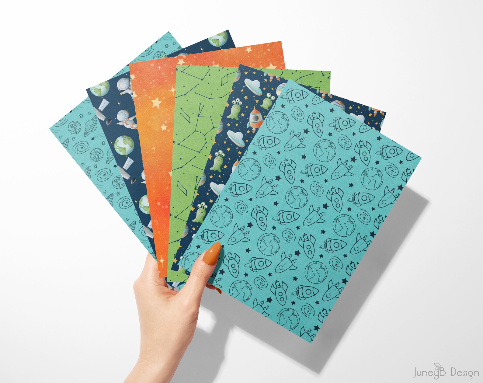 Space Scrapbook Paper Space Birthday Party Watercolor - Etsy