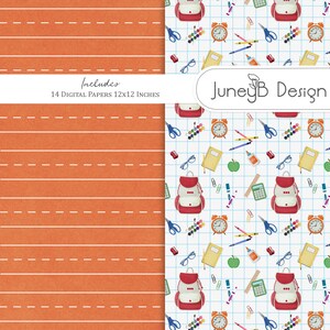 Back to School Digital Paper, School Supplies Pattern, Teacher ...