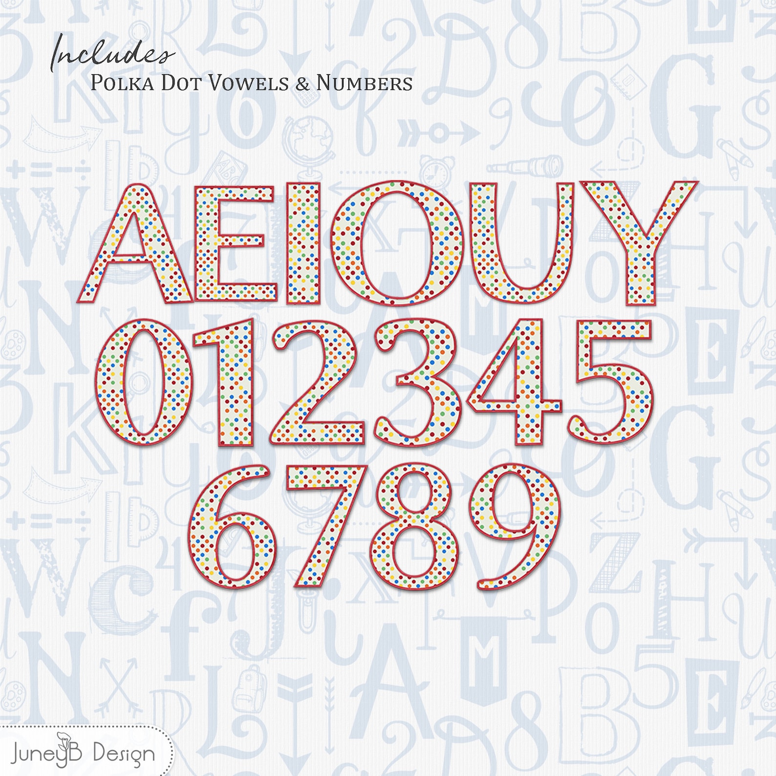 Stitched Alphabet and Numbers, Back to School Digital Numbers & Letters ...