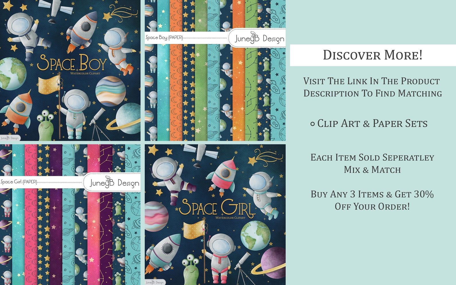 Space Scrapbook Paper Space Birthday Party Watercolor - Etsy