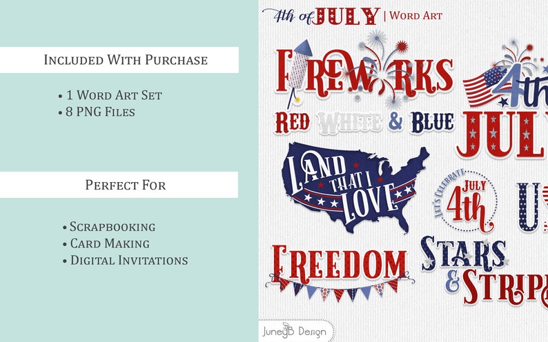 July 4th Word Art 4th of July Word Art Independence Day - Etsy