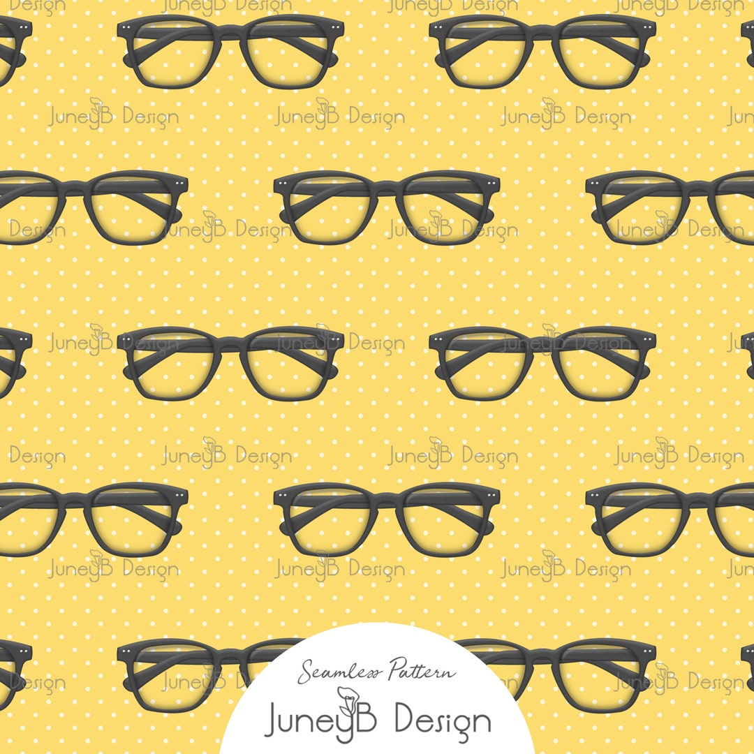 Black Glasses Seamless Pattern File Cute Glasses Repeat Pattern Back to ...