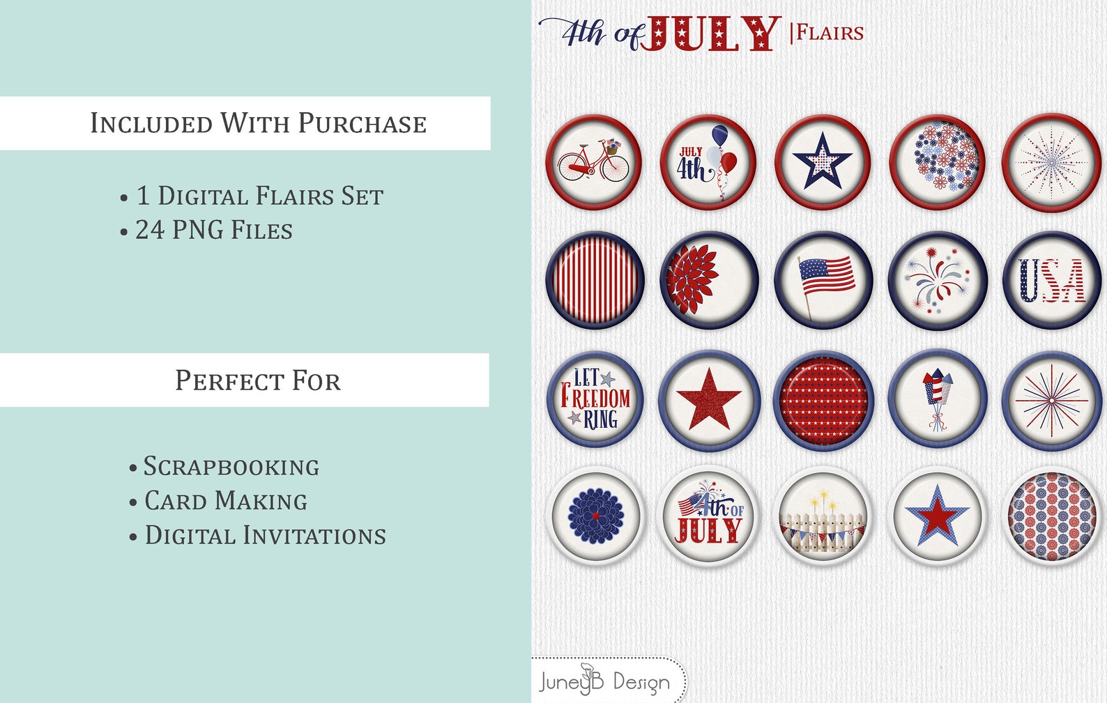 July 4th Flair Buttons 4th of July Clip Art Buttons - Etsy