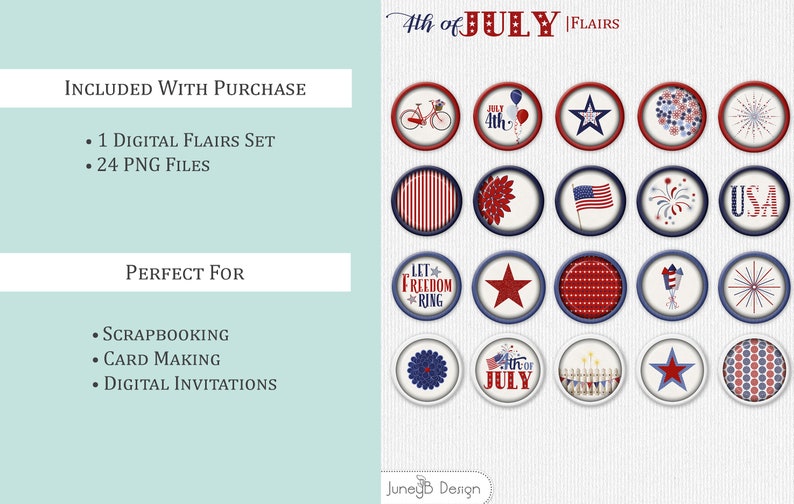 July 4th Flair Buttons 4th of July Clip Art Buttons - Etsy