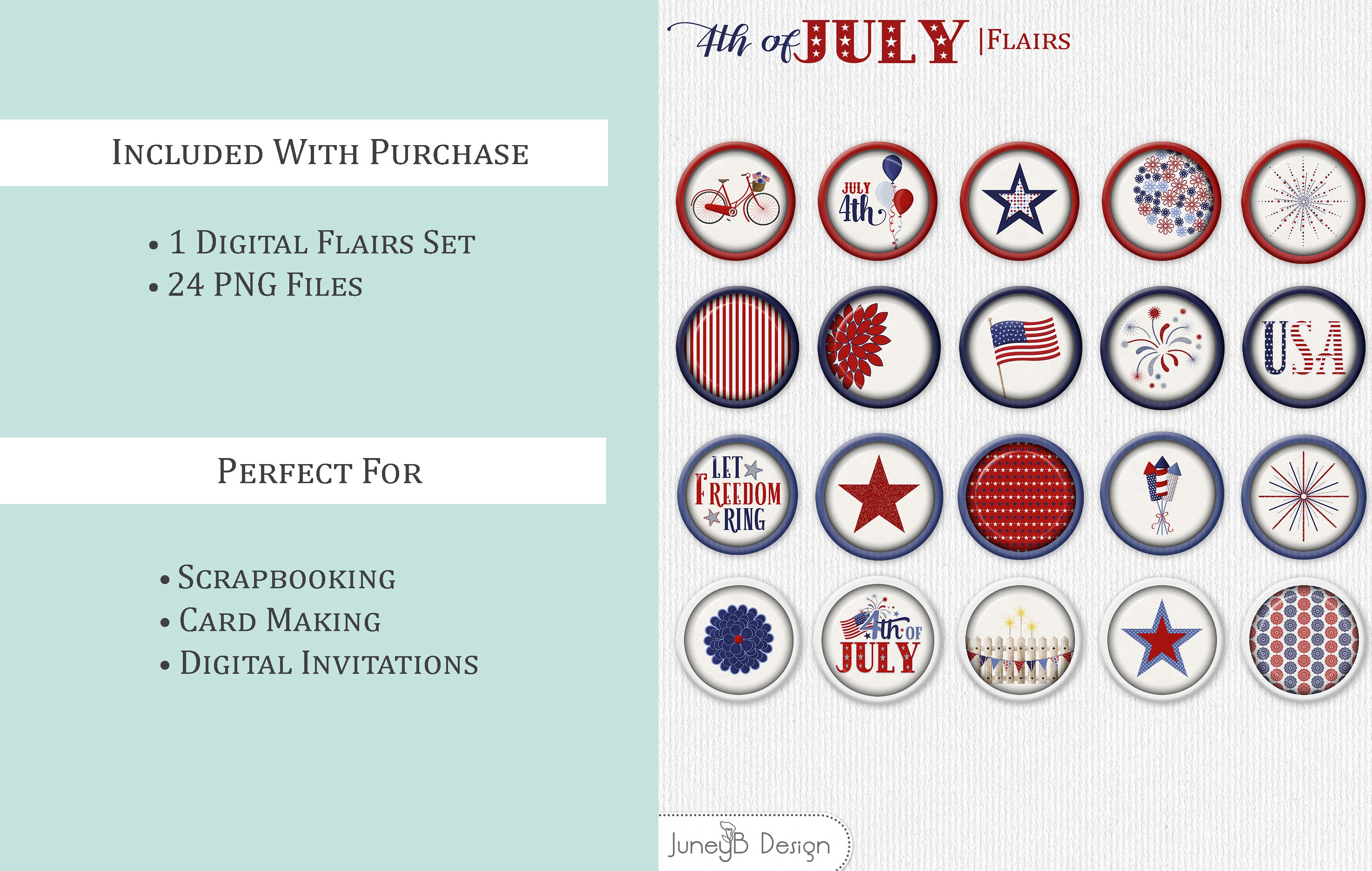 July 4th Flair Buttons 4th of July Clip Art Buttons - Etsy