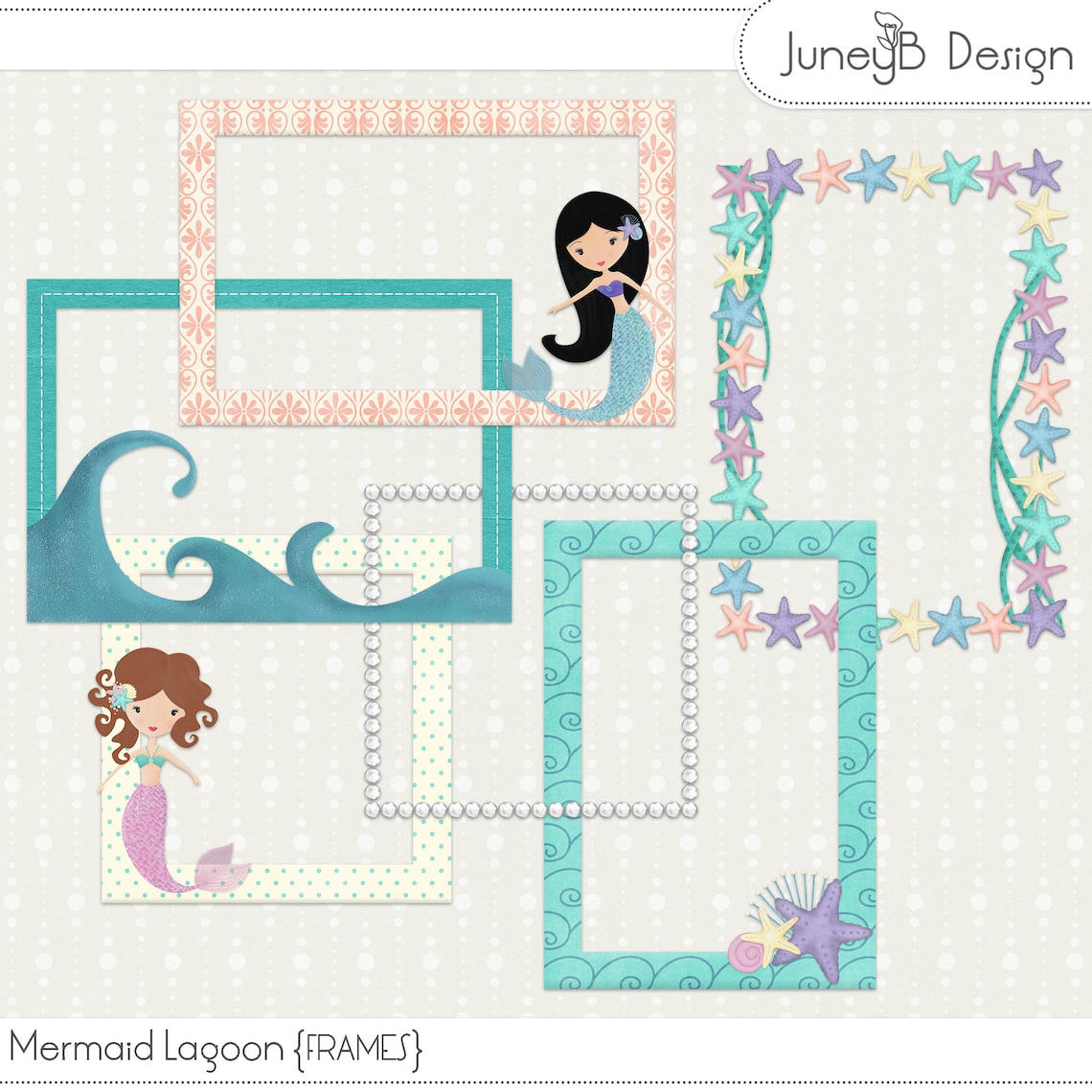 Mermaid Frames Mermaid Lagoon Digital Frames Mermaid Clip | Etsy