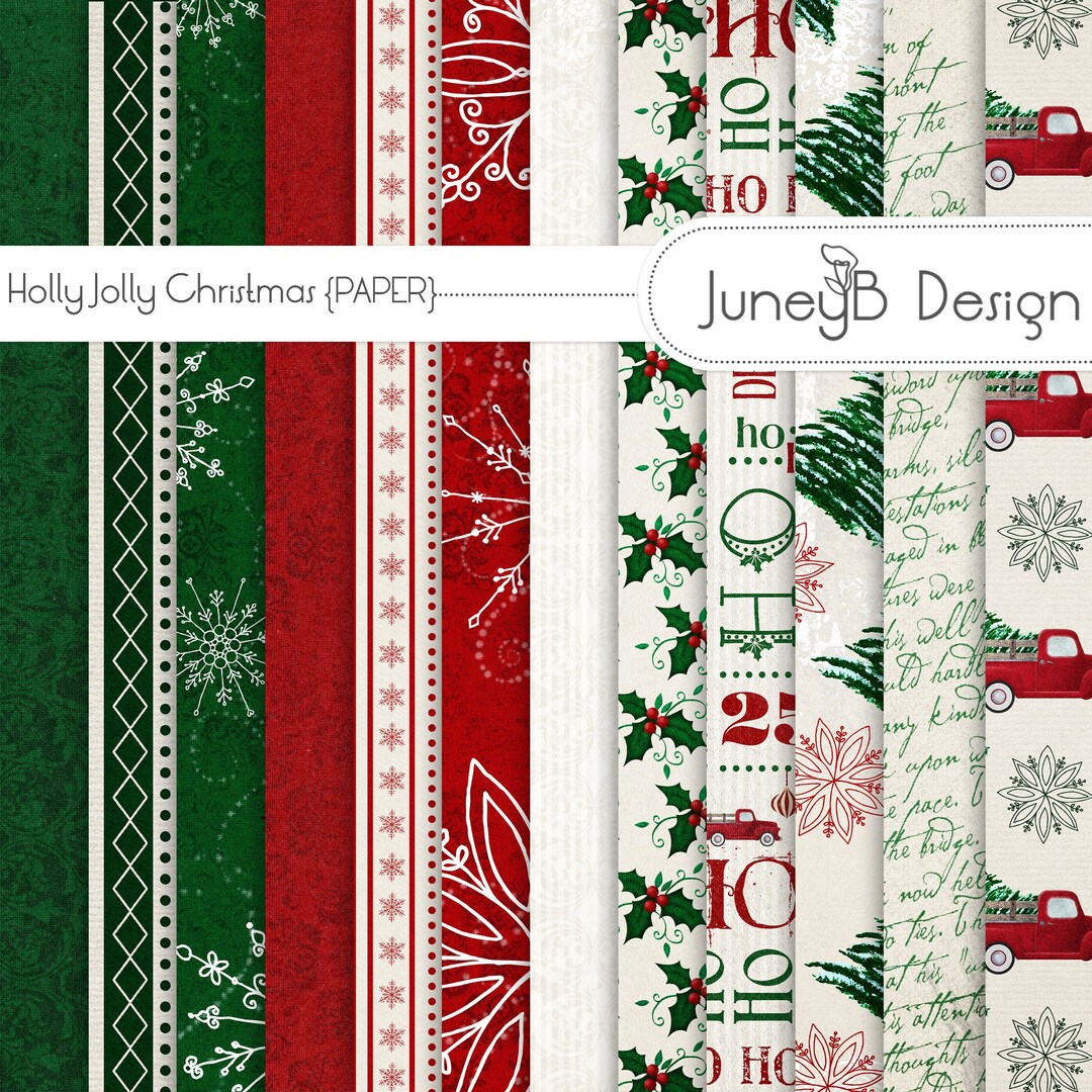 Holly Jolly Christmas Paper, Digital Christmas Paper, Christmas Paper ...