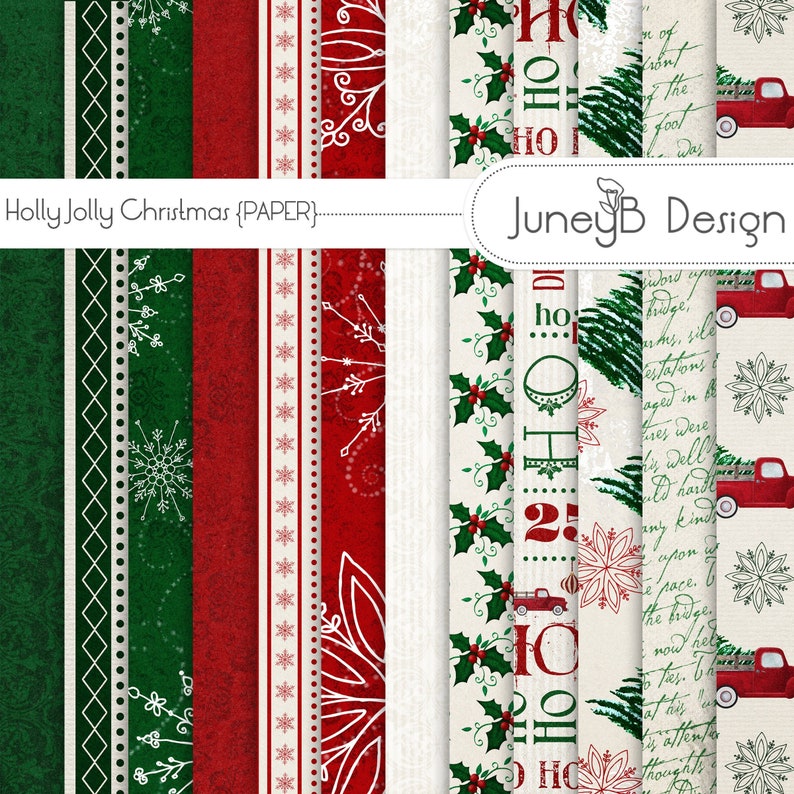 Holly Jolly Christmas Paper Digital Christmas Paper - Etsy