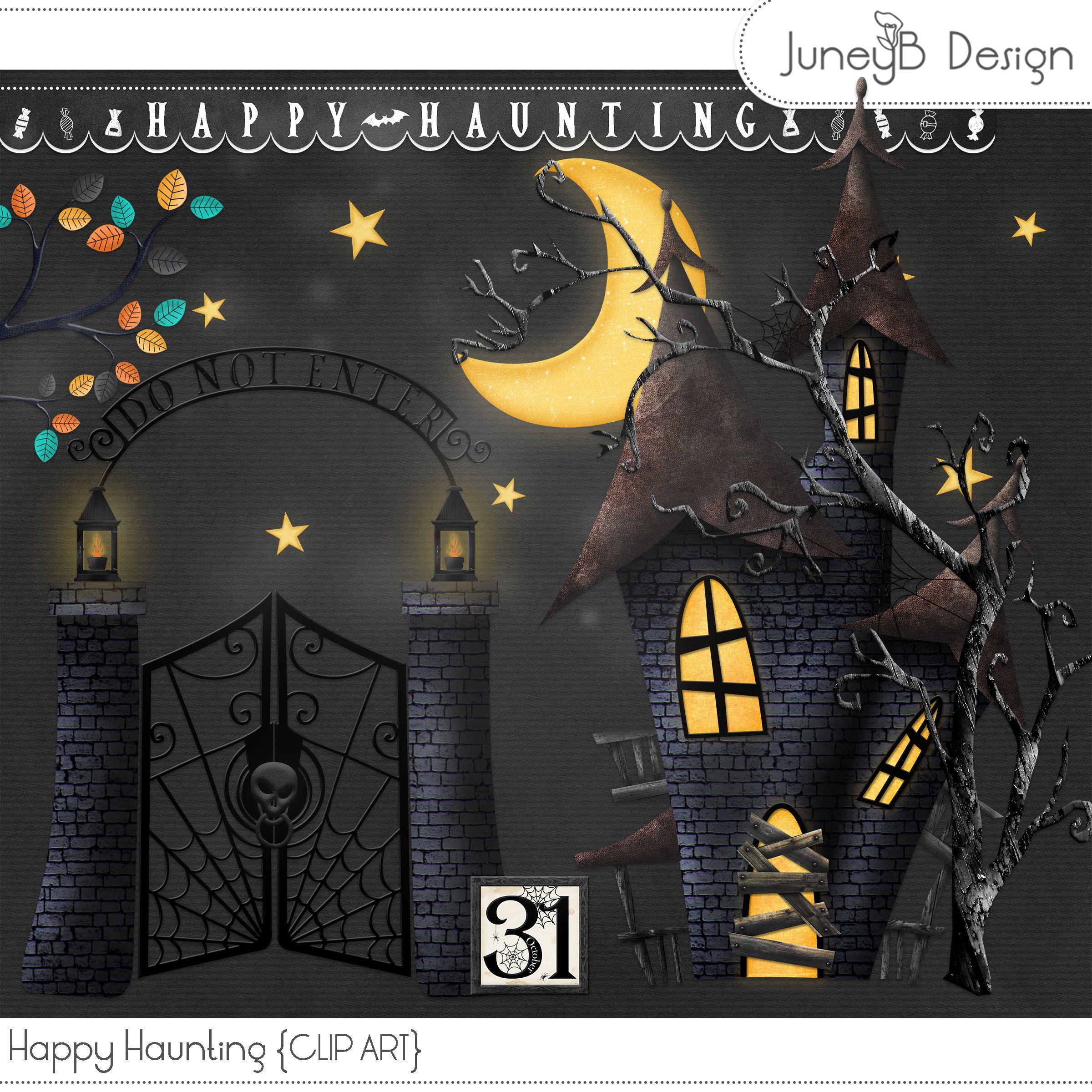 Halloween Clip Art Haunted House Clipart Halloween Graphics - Etsy