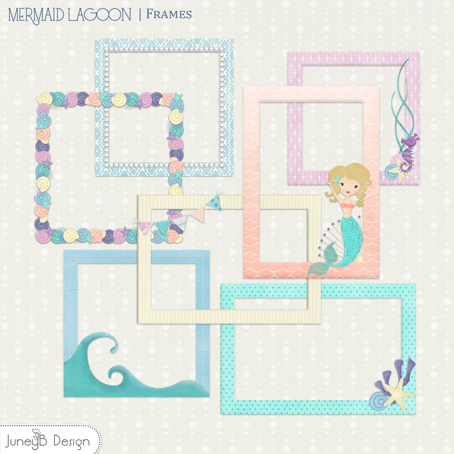 Mermaid Frames, Mermaid Lagoon Digital Frames, Mermaid Clip Art Frames ...