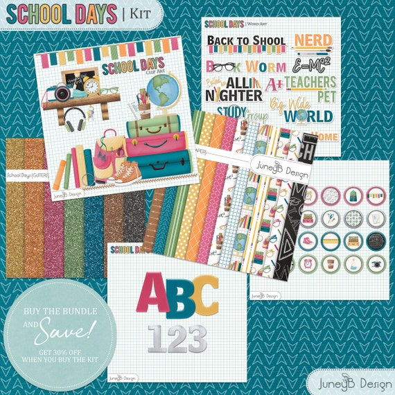 School Days Digital Kit Back to School Clip Art School - Etsy