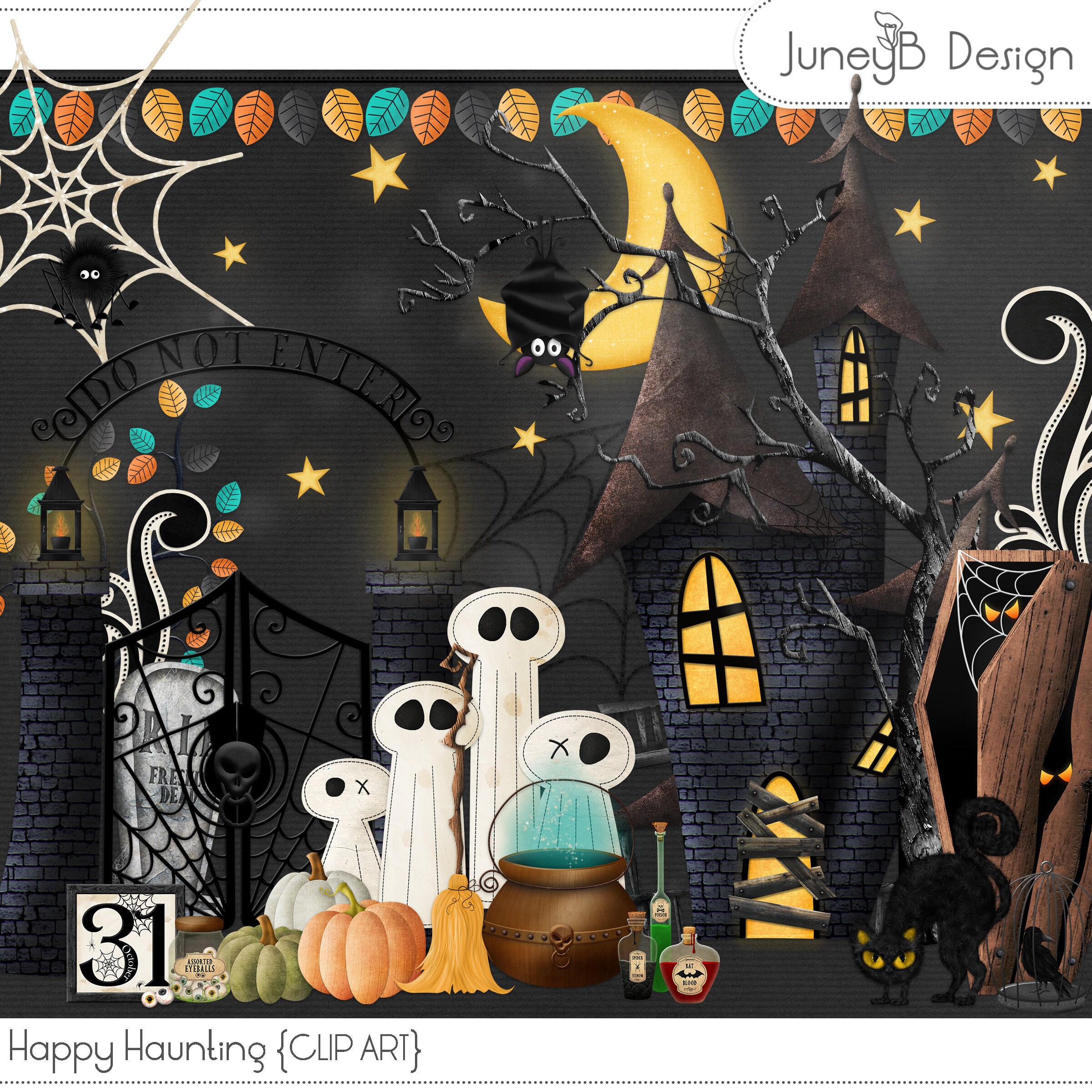 Halloween Clip Art Haunted House Clipart Halloween Graphics - Etsy