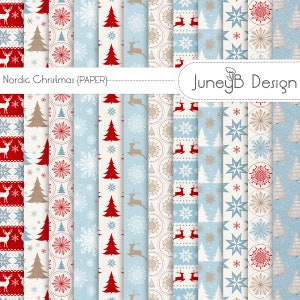 Nordic Christmas Paper Tree Clip Art, Patterned Paper Trees, Nordic ...