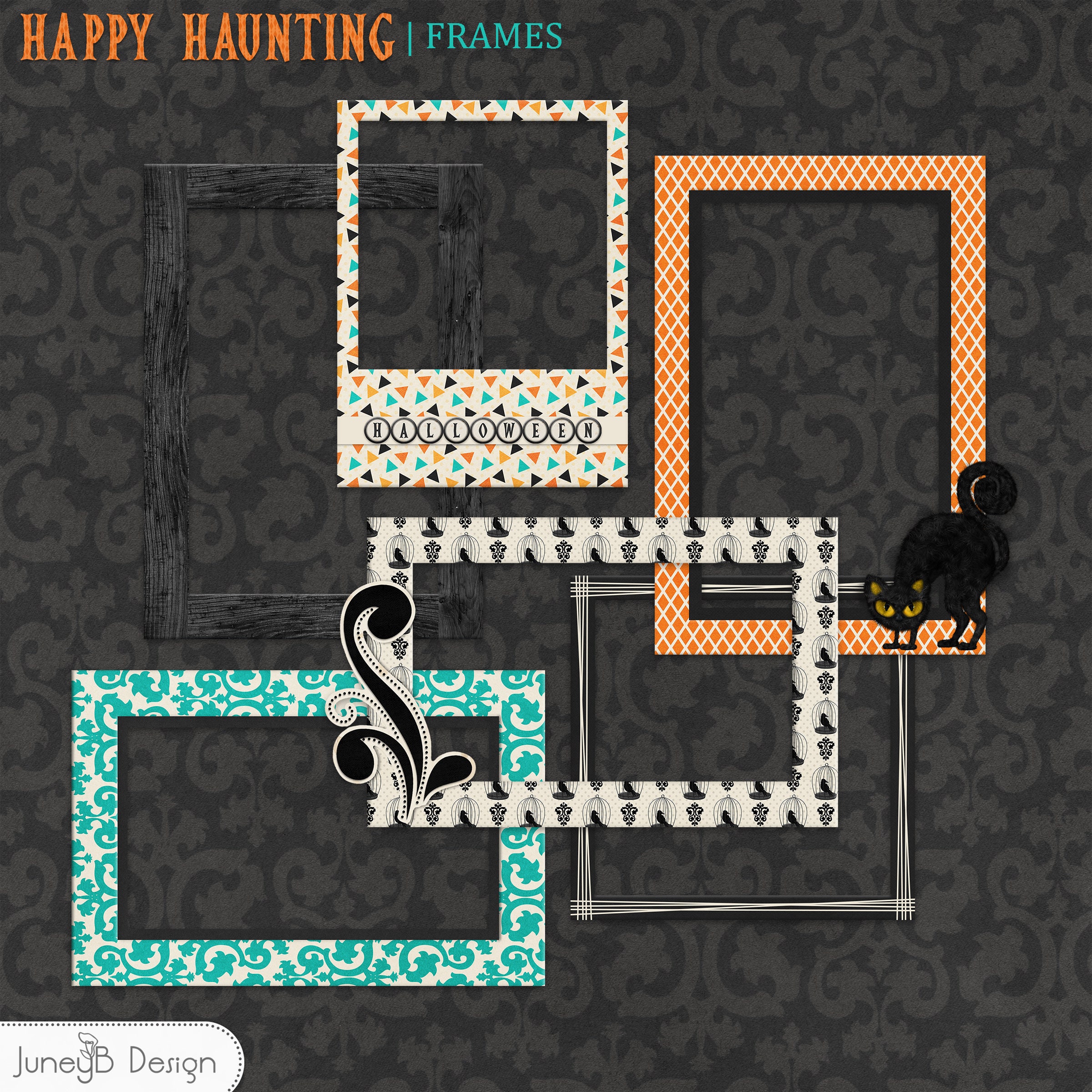 Happy Haunting Digital Scrapbook Frames, Halloween Digital Frames ...