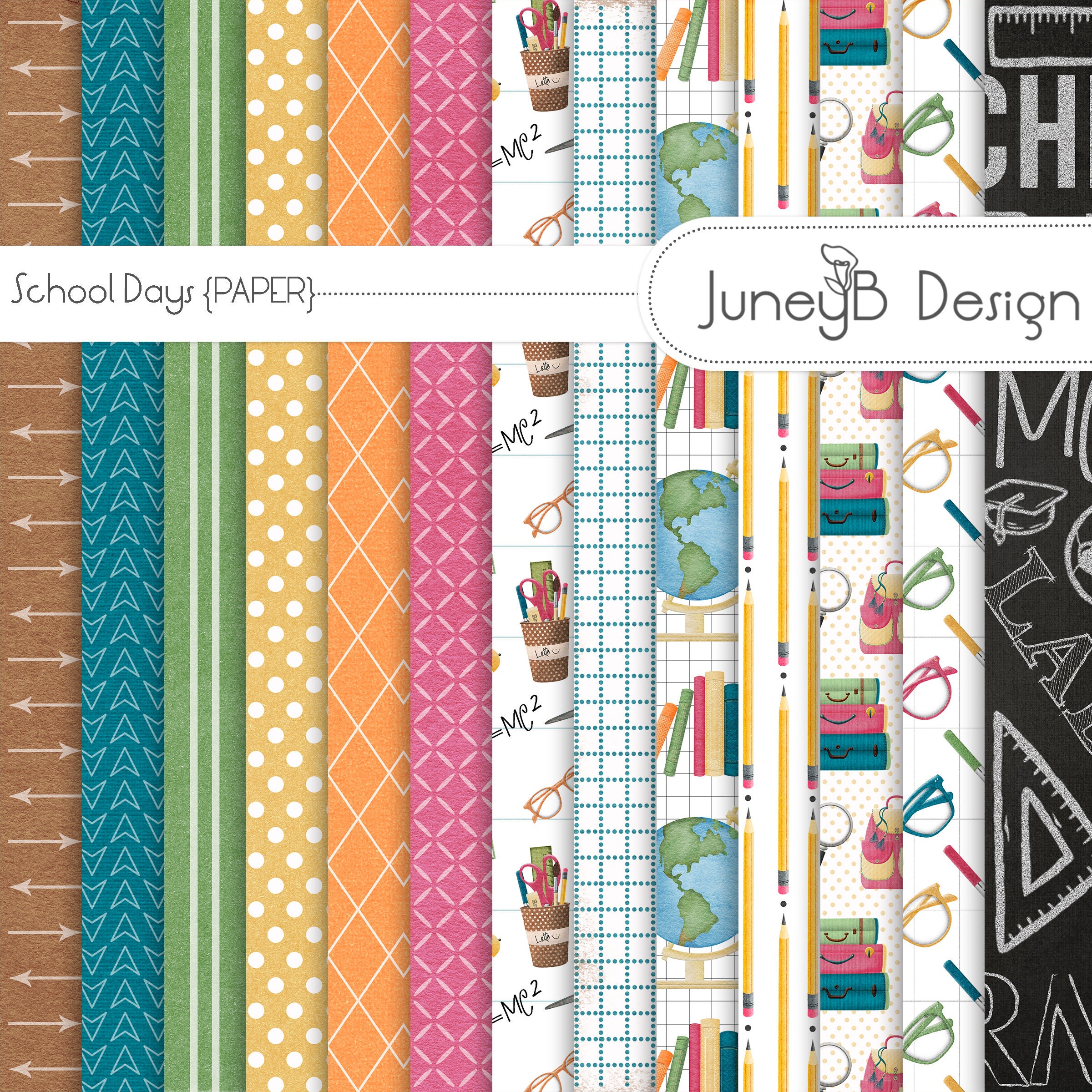 School Days Digital Kit, Back to School Clip Art, School Supplies ...