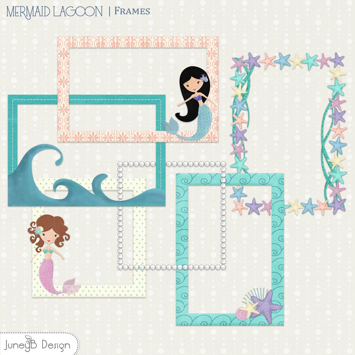 Mermaid Frames Mermaid Lagoon Digital Frames Mermaid Clip - Etsy