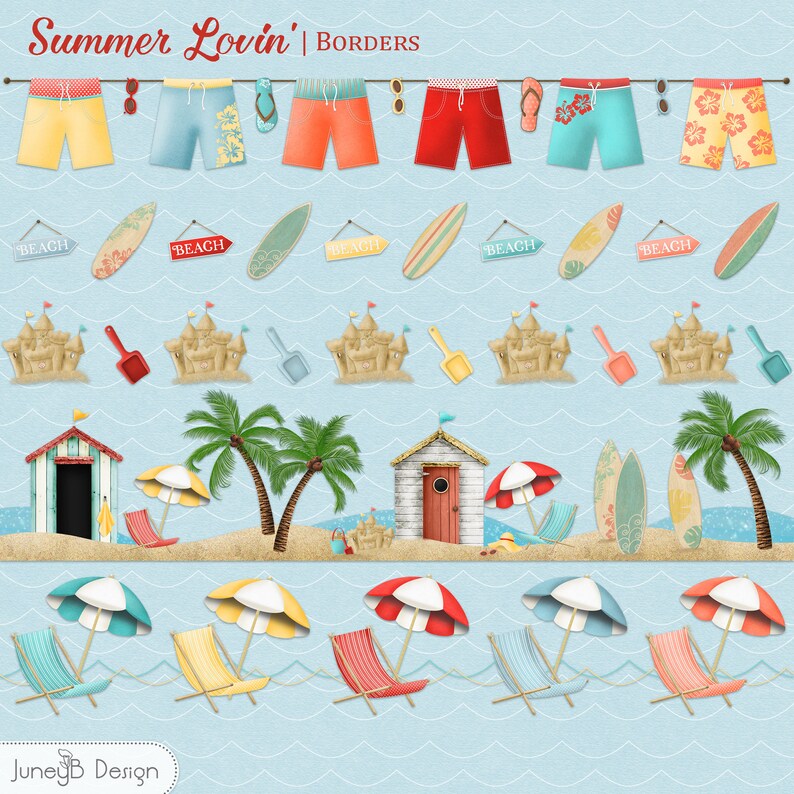 Bordes de imágenes prediseñadas de playa / Imágenes prediseñadas de ...