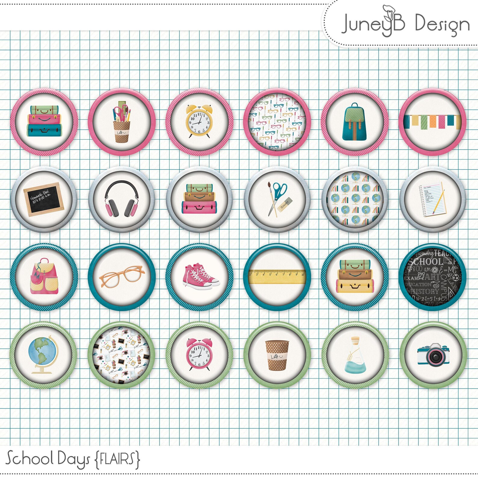 School Days Flair Buttons Back to School Buttons Digital | Etsy