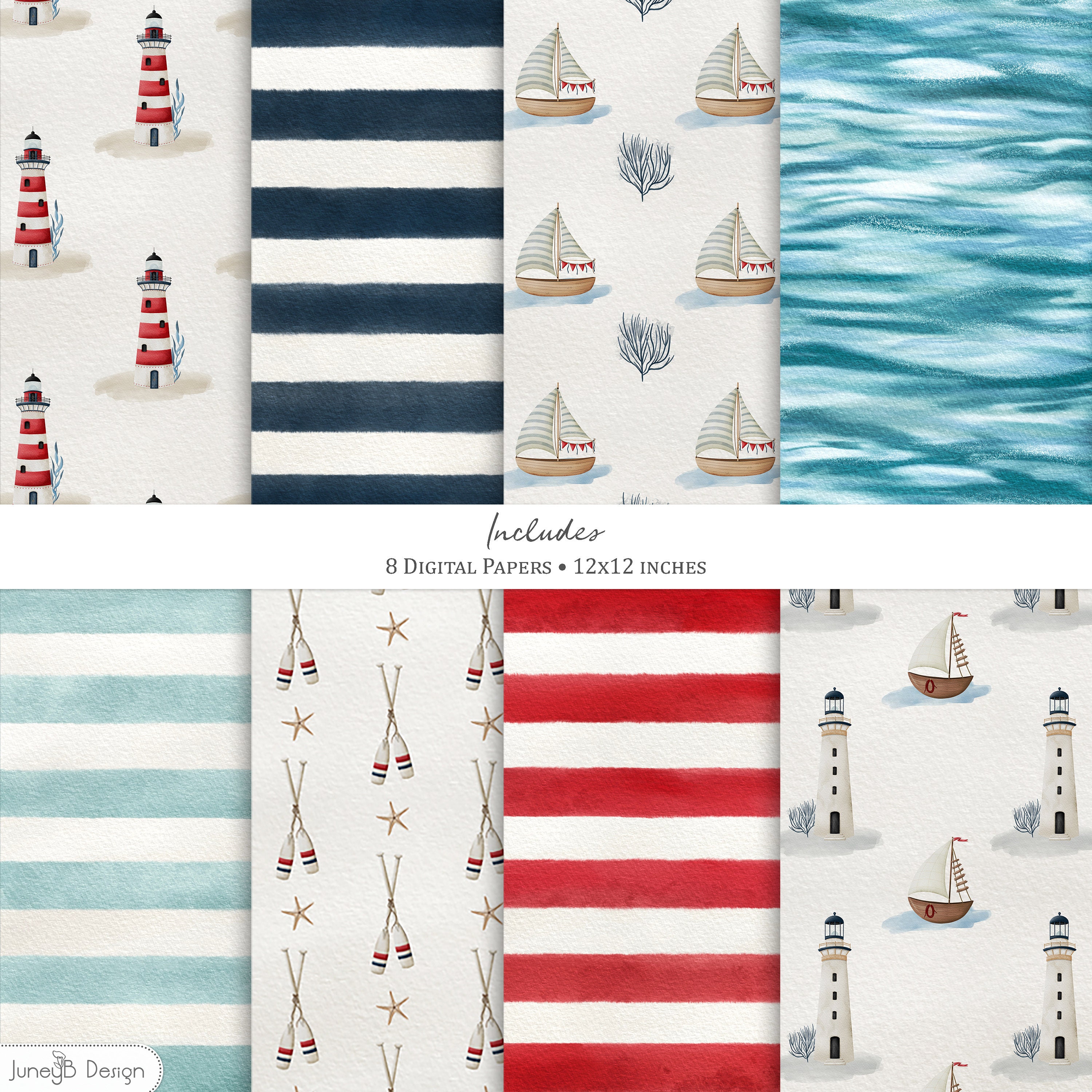 Watercolor Nautical Clip Art Ocean Waves Clipart Nautical - Etsy