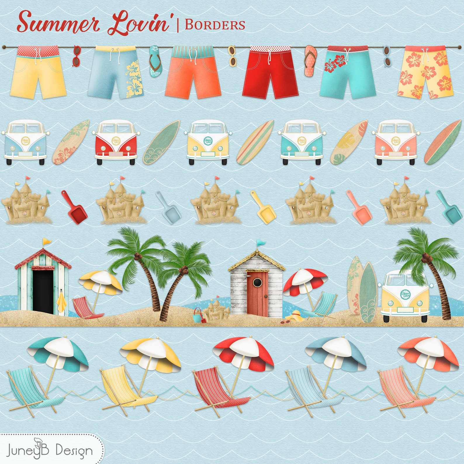 Beach Clip Art Borders Summer Clip Art Summer Lovin' - Etsy