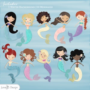 Mermaid Clip Art, Mermaid Lagoon Clipart, Under the Sea Graphics ...