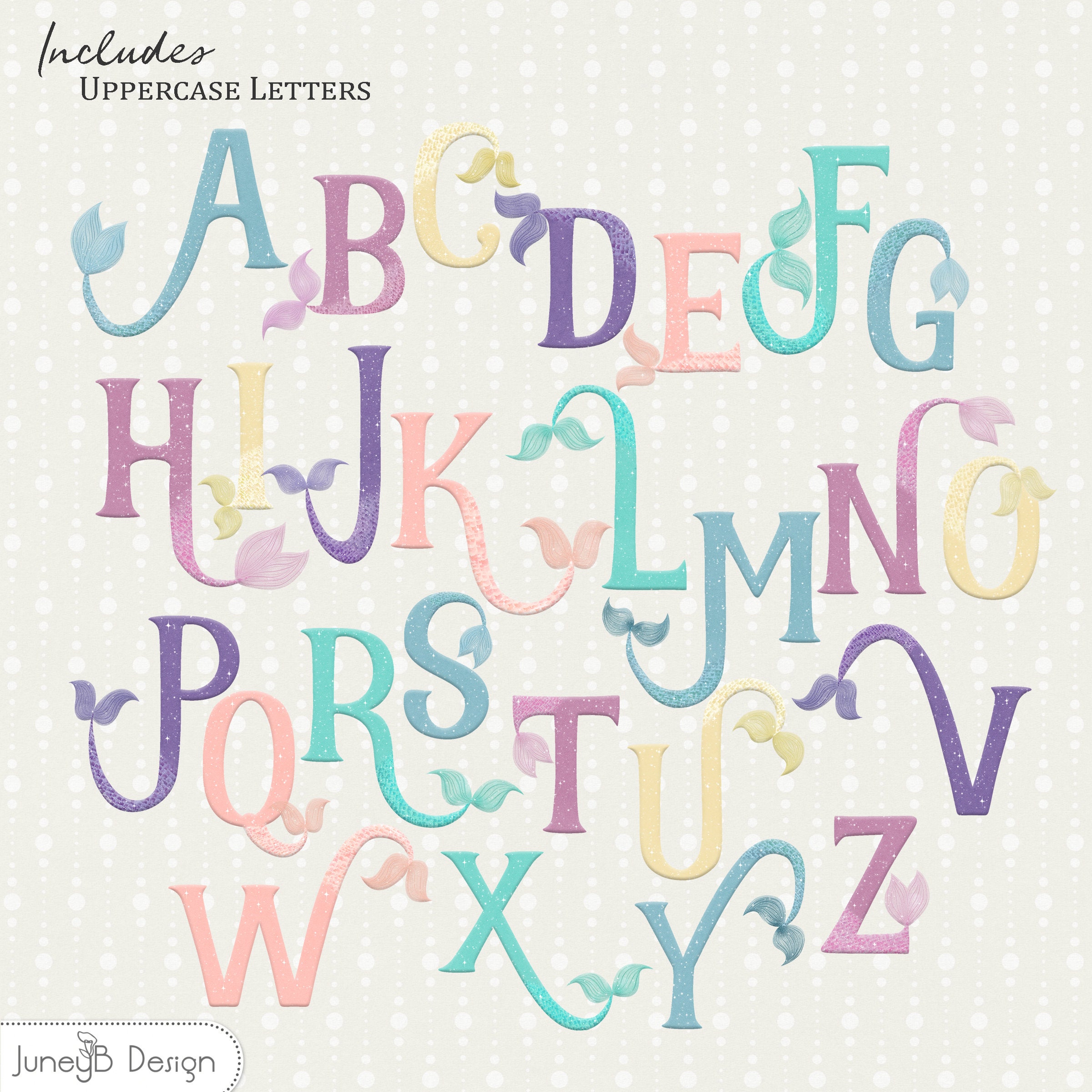 Mermaid Tail Alphabet, Mermaid Lagoon Letters and Numbers, Mermaid ...