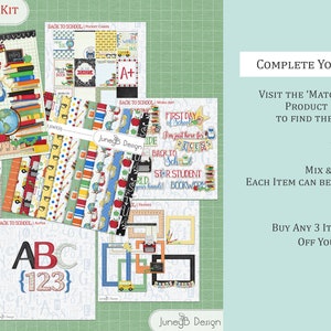 Back to School Digital Paper, School Supplies Pattern, Teacher ...