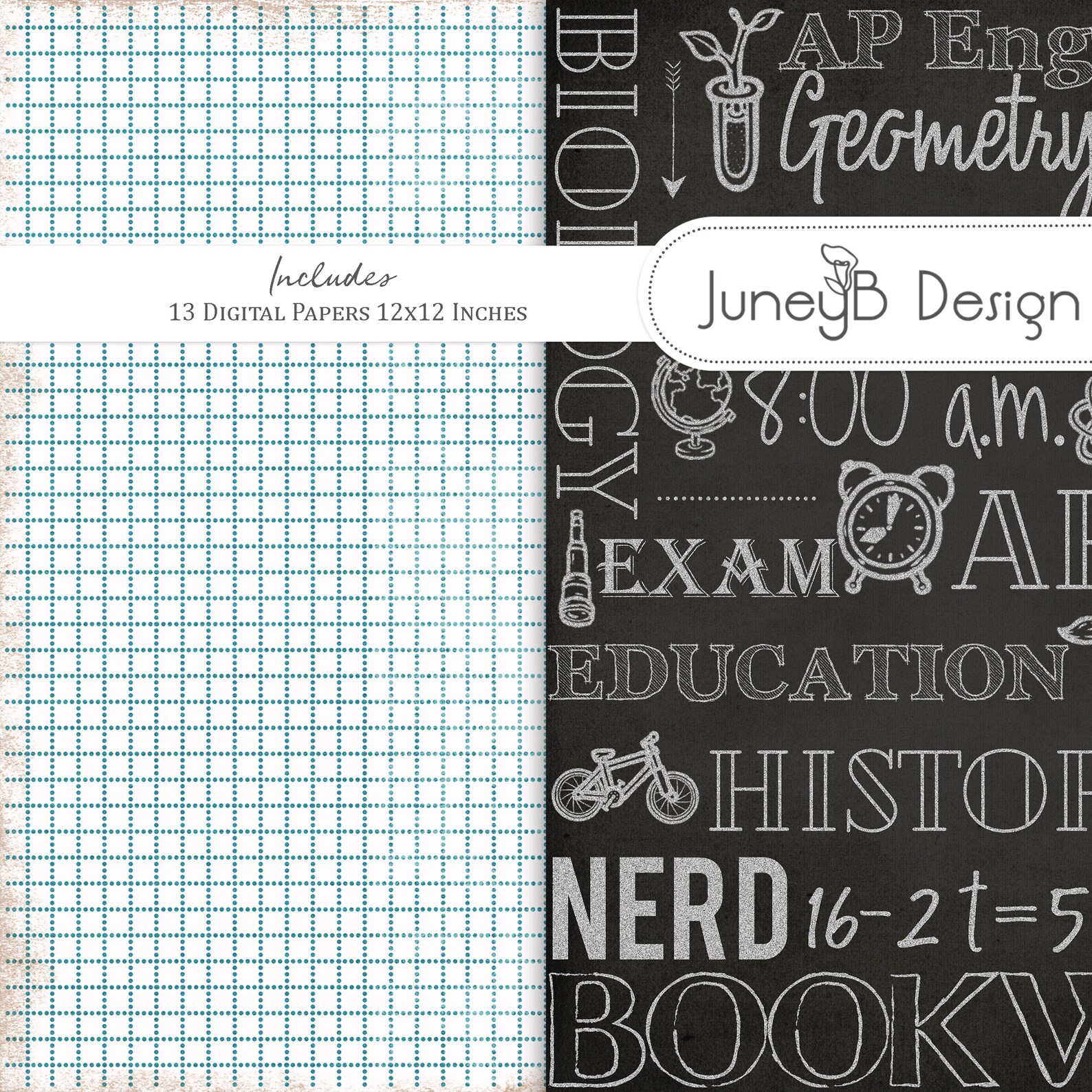 Back to School Paper, School Day's Digital, Chalkboard Background ...