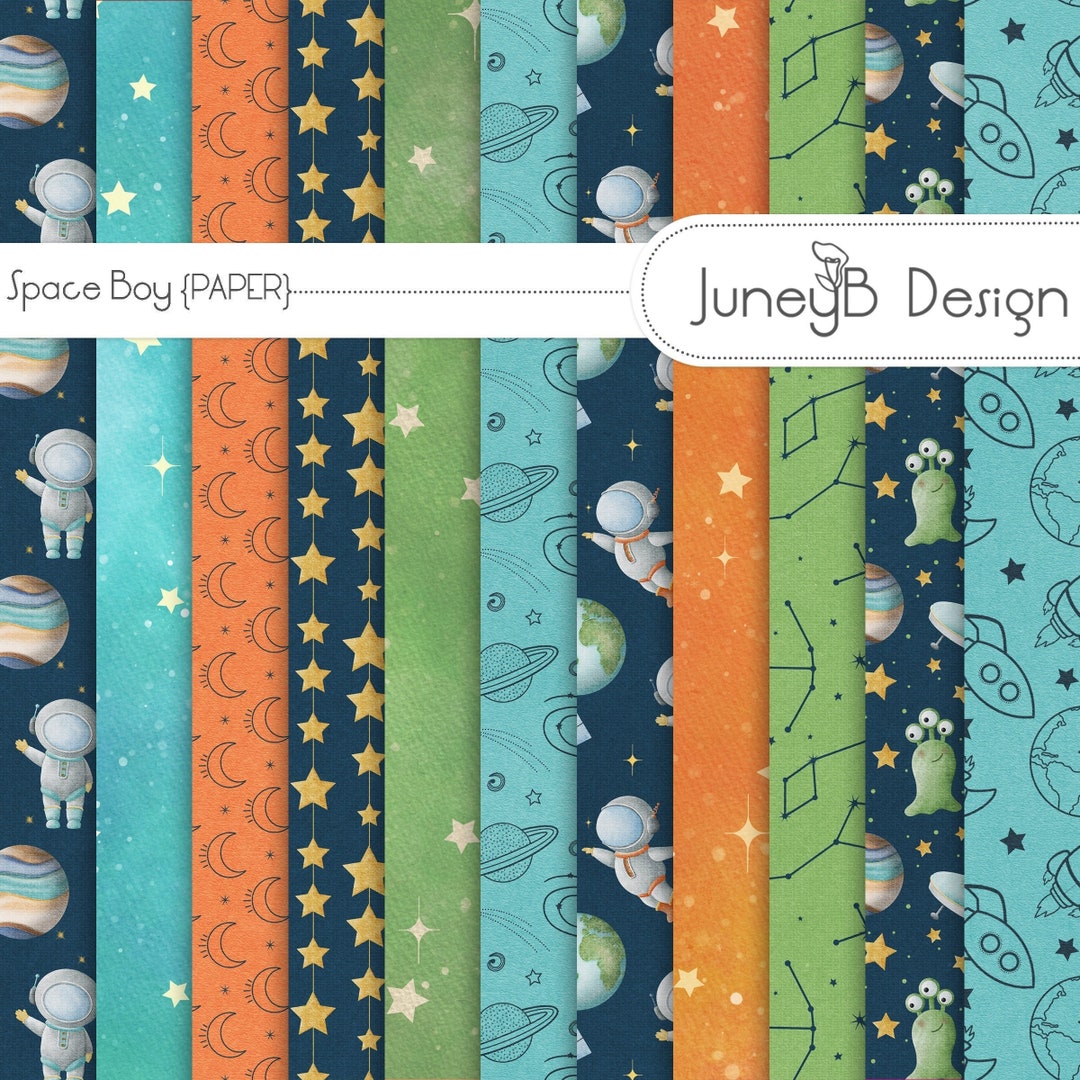 Space Scrapbook Paper Space Birthday Party Watercolor - Etsy