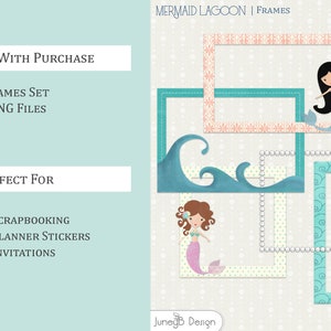 Mermaid Frames, Mermaid Lagoon Digital Frames, Mermaid Clip Art Frames ...