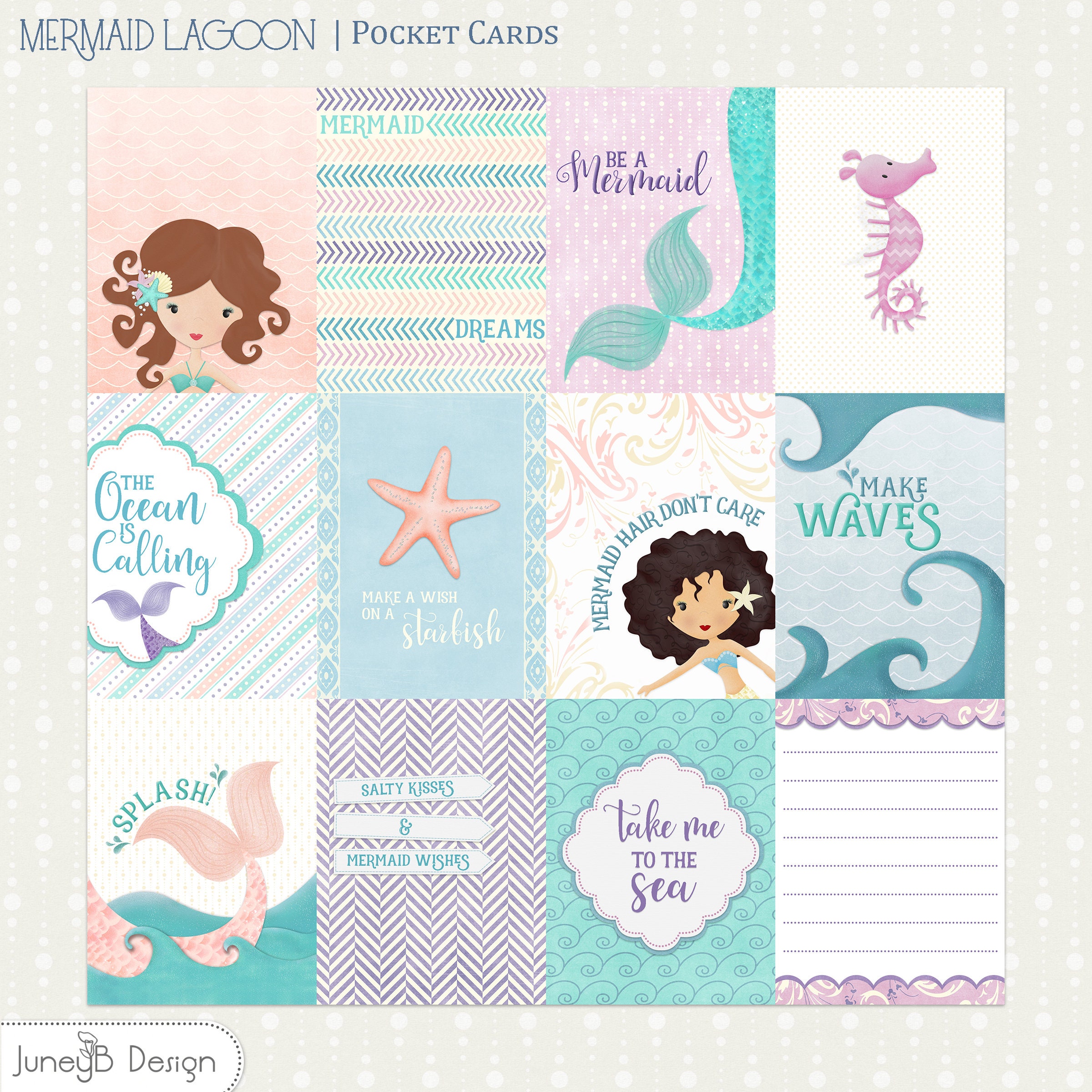 Mermaid Clip Art Mermaid Lagoon Kit Mermaid Scrapbook Ocean - Etsy
