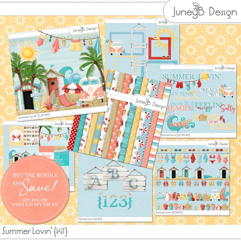 Summer Digital Scrapbook Paper Beach Paper Patterns Summer | Etsy