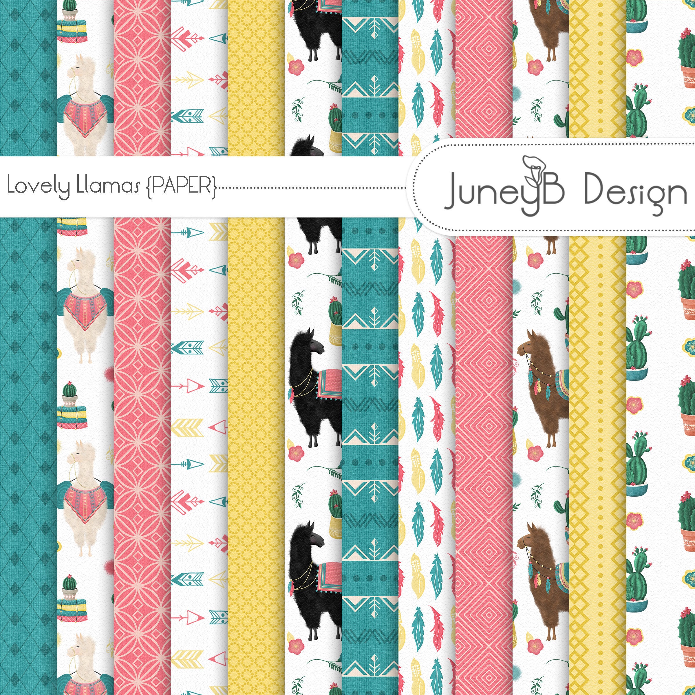 Llama Digital Paper, Lovely Llamas Digital Scrapbook Paper, Llama ...