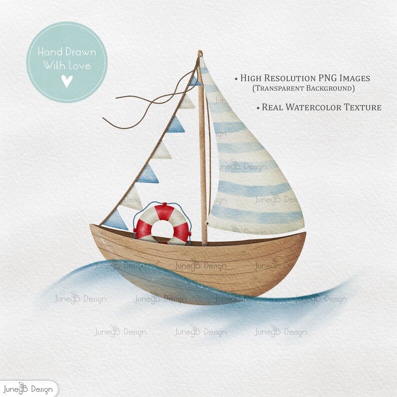 Watercolor Nautical Clip Art Ocean Waves Clipart Nautical - Etsy