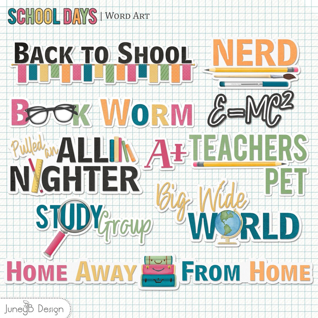 Back to School Word Clipart Word Art College Clipart - Etsy