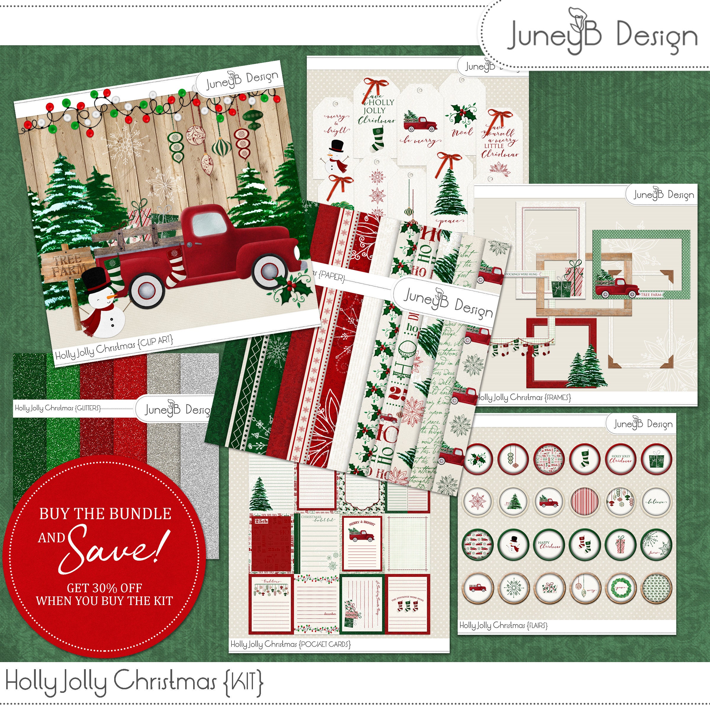 Holly Jolly Christmas Paper Digital Christmas Paper | Etsy