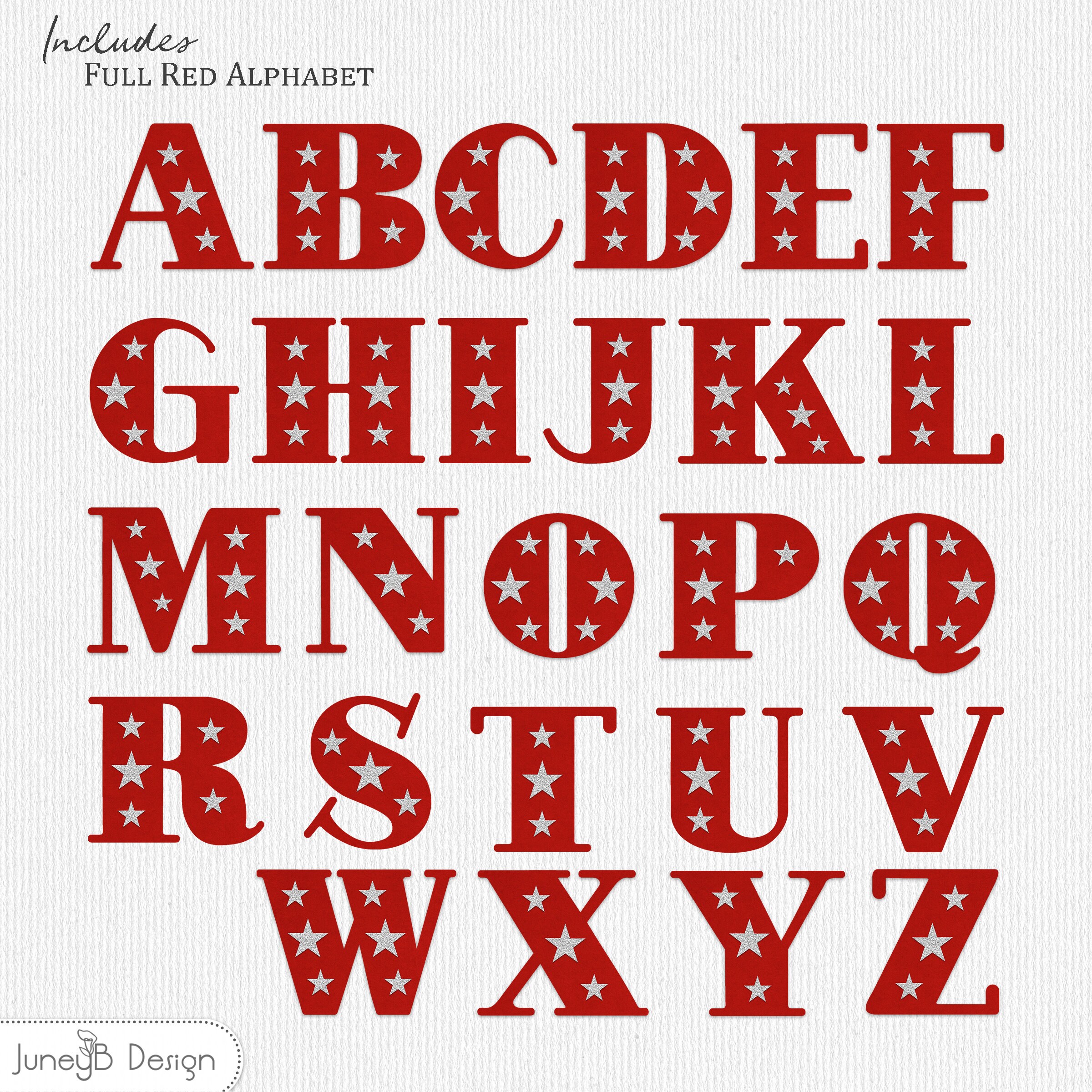 Red White and Blue Chunky Alphabet Silver Stars Alphabet and - Etsy