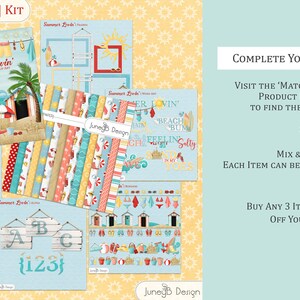 Summer Digital Scrapbook Paper, Beach Paper Patterns, Summer ...