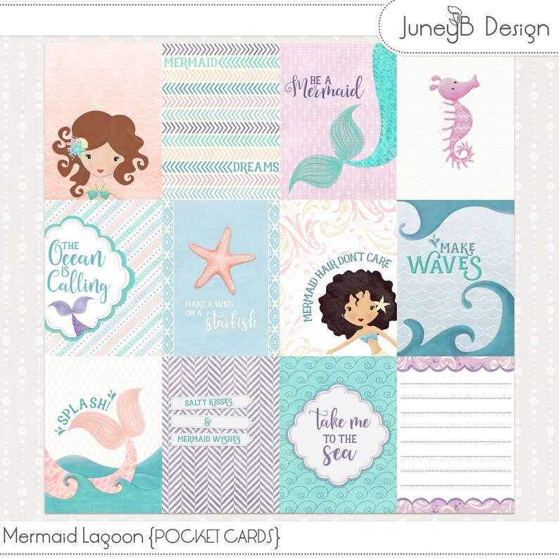 Mermaid Clip Art Mermaid Lagoon Kit Mermaid Scrapbook Ocean | Etsy